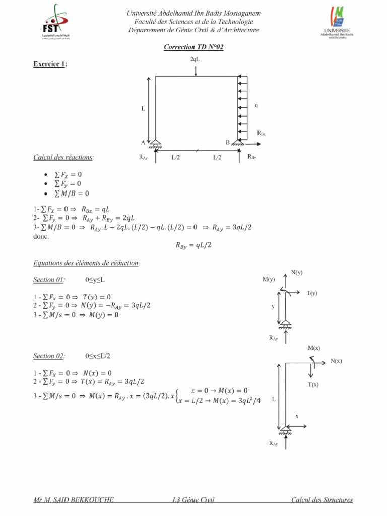 Exo1 - Correction TD Portique | PDF
