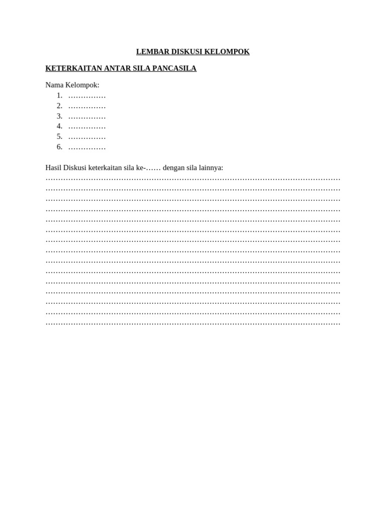 Lembar Diskusi Kelompok Keterkaitan Sila Pancasila | PDF