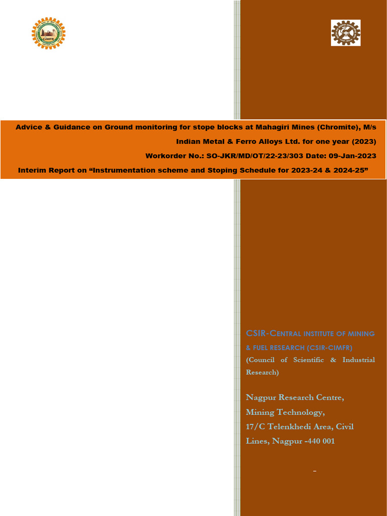 Ground Monitoring Report for Mahagiri Mines | PDF | Mining | Geology