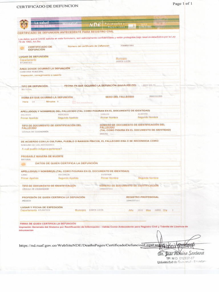 Certificado de Difuncion | PDF