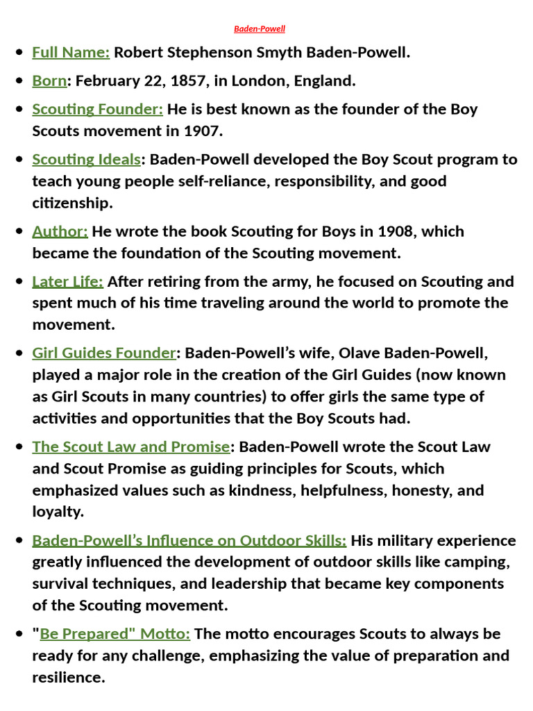 Baden-Powell: Founder of Scouting | PDF