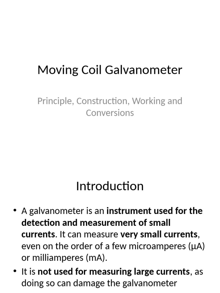 Moving Coil Galvanometer Presentation | PDF | Torque | Electromagnetism