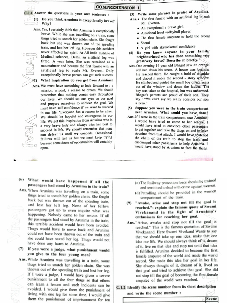 English Unit-1 Read-1 Comprehension Vraj Prakasha | PDF