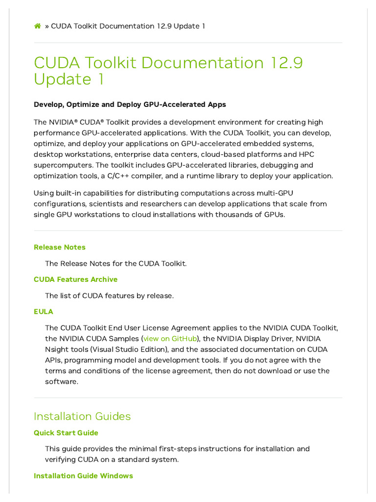 CUDA Toolkit Documentation 12.9 Update 1 | PDF | Graphics Processing Unit | Library (Computing)