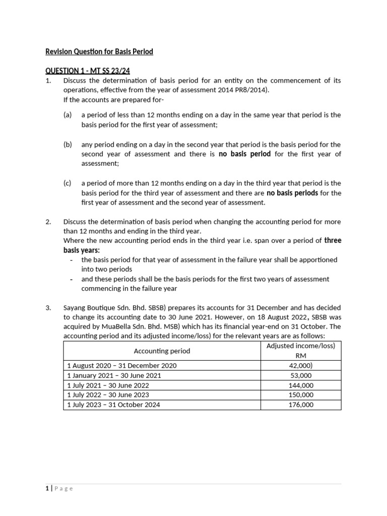 Basis Period Determination Guide | PDF | Payments | Taxation