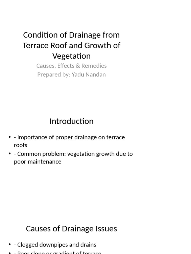 Terrace Roof Drainage and Vegetation PPT | PDF