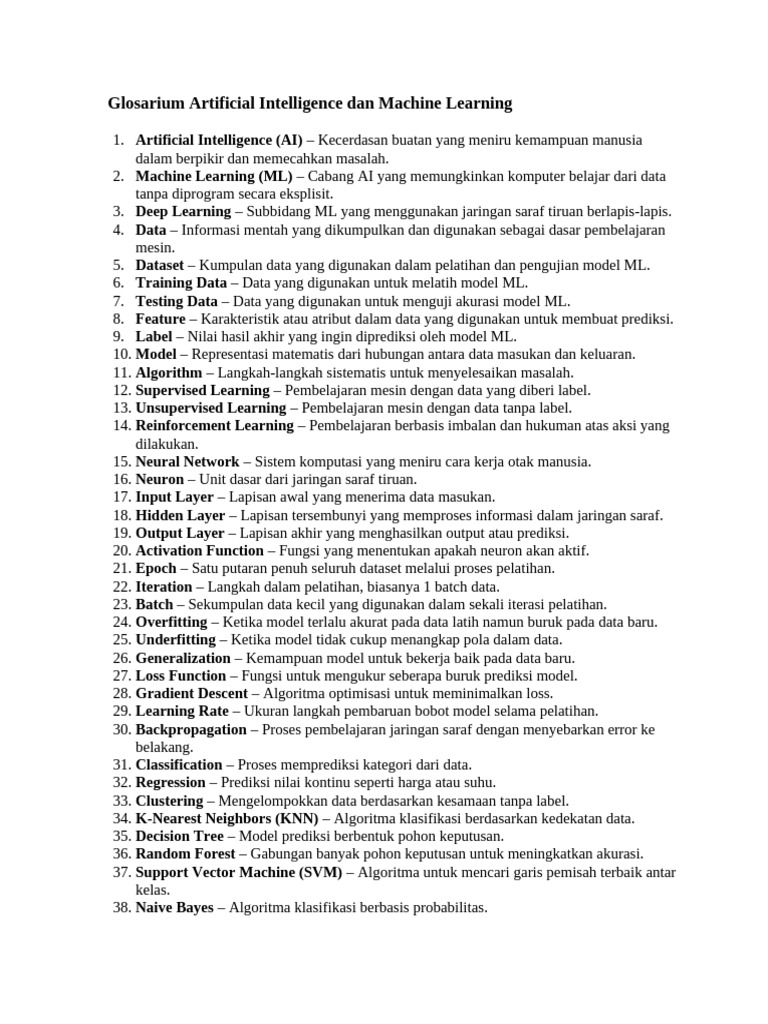 ? Glosarium Artificial Intelligence Dan Machine Learning | PDF