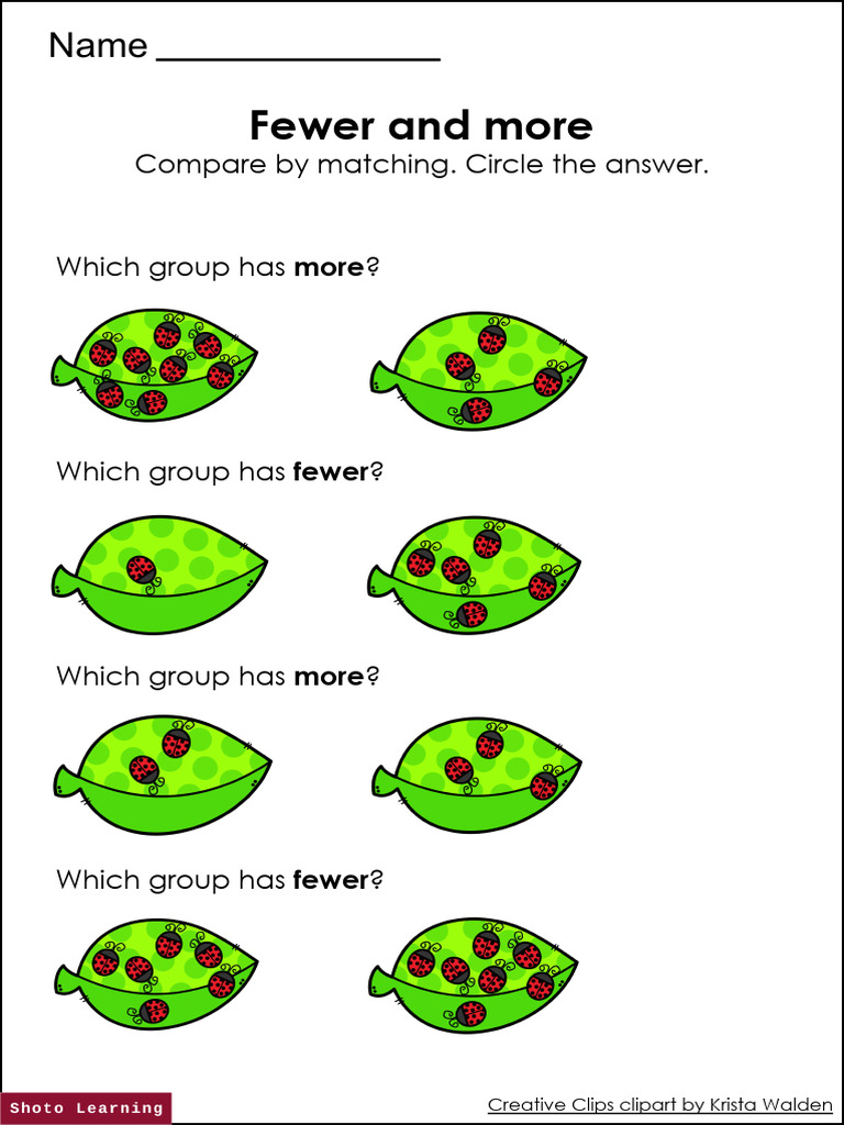 Fewer and More: Compare by Matching. Circle The Answer | PDF