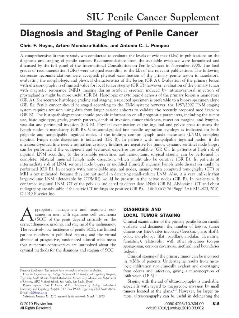 Penile Cancer Diagnosis and Staging Guide | PDF | Metastasis | Biopsy