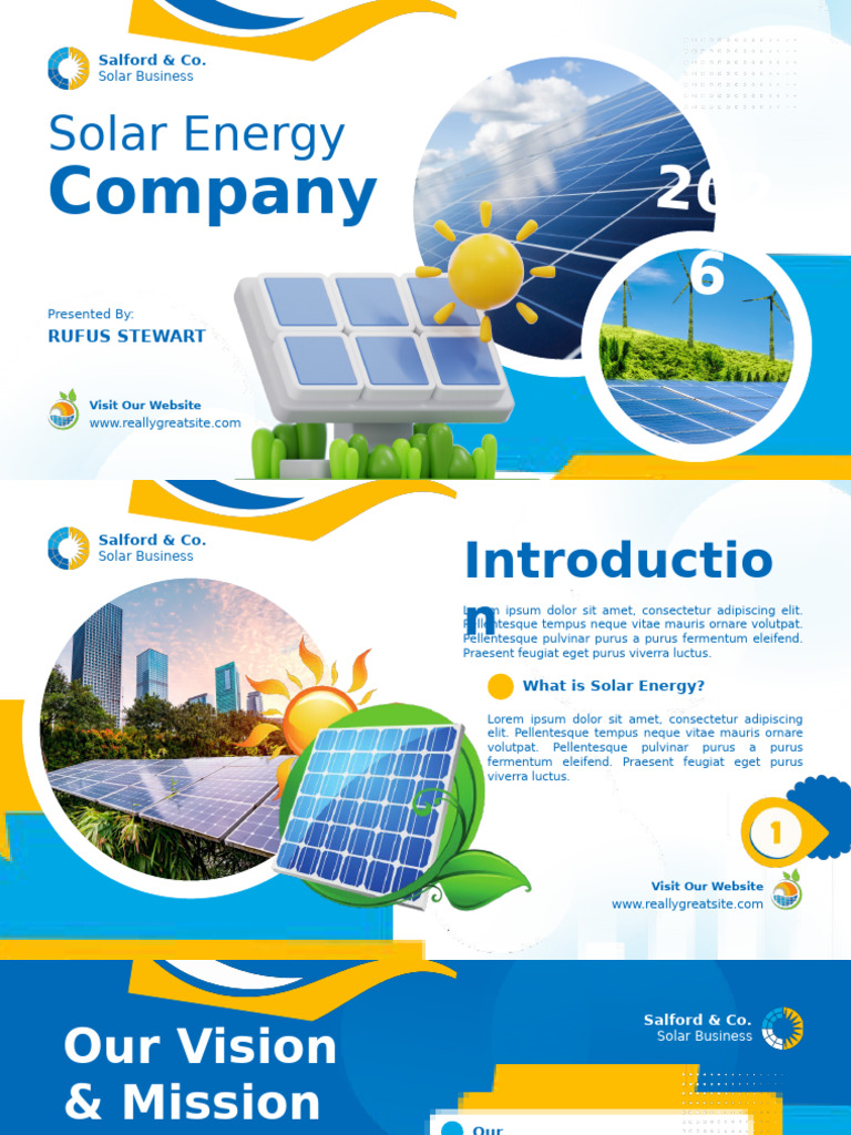 Blue and Yellow Modern Geometric Solar Energy Company Presentation ...