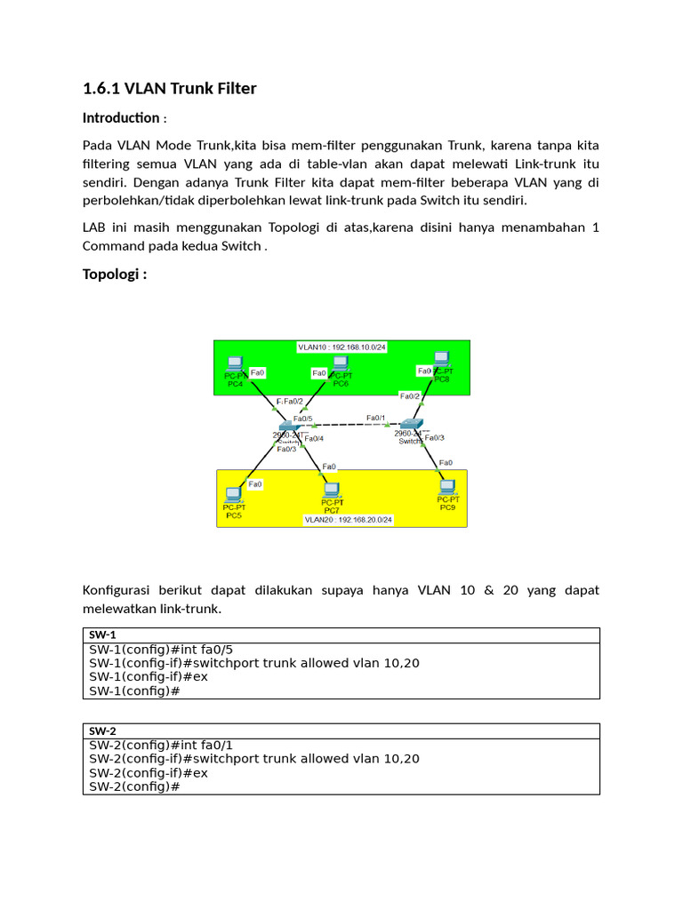 VLAN Trunk Filter | PDF