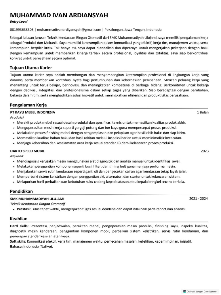 CV Muhammad Ivan Ardiansyah | PDF
