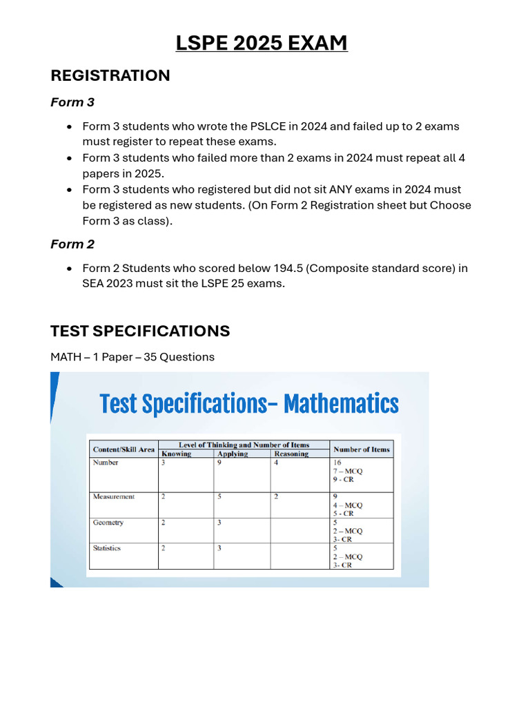 Lspe 2025 Exam - Math | PDF