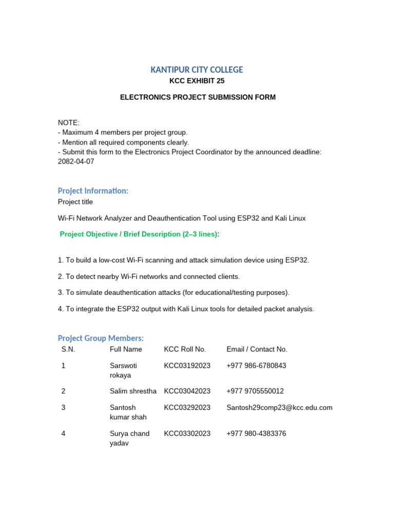 Wi-Fi Analyzer Project Submission Form | PDF