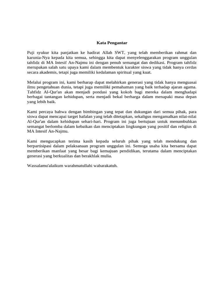 Program Tahfidz di MA Intesif An-Najmu | PDF