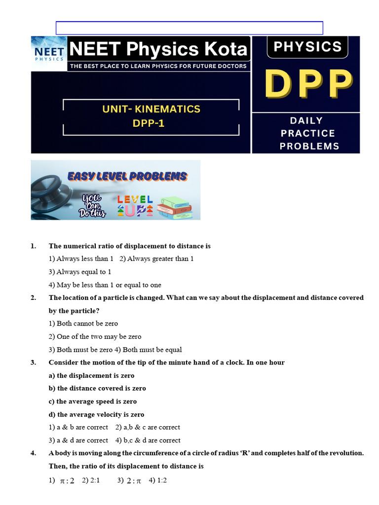 Kinematics DPP 2025-26 ( (@rajharsh77) ) | PDF | Acceleration | Velocity