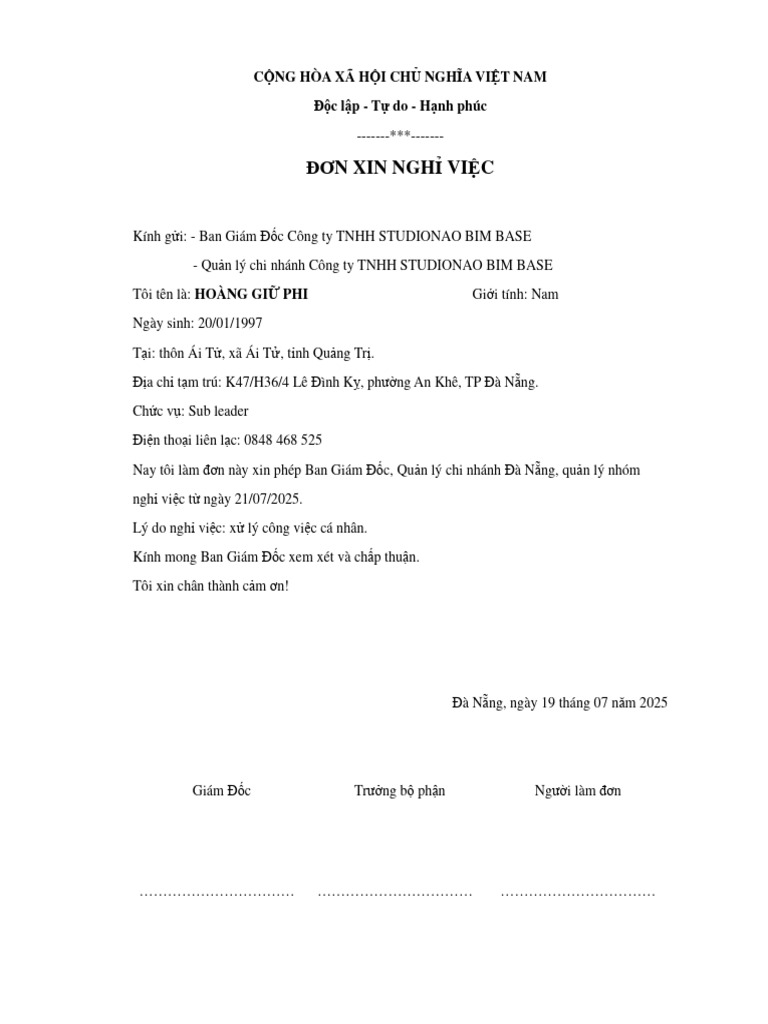 N Xin NGH VI C: C NG Hòa Xã H ICH NGH AVI T Nam CL P - T Do - H NH Phúc | PDF