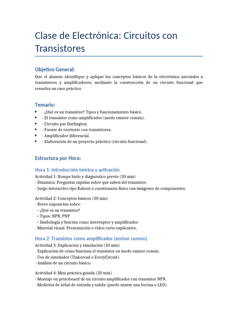 Clase Electronica Transistores | PDF | Transistor | Red eléctrica