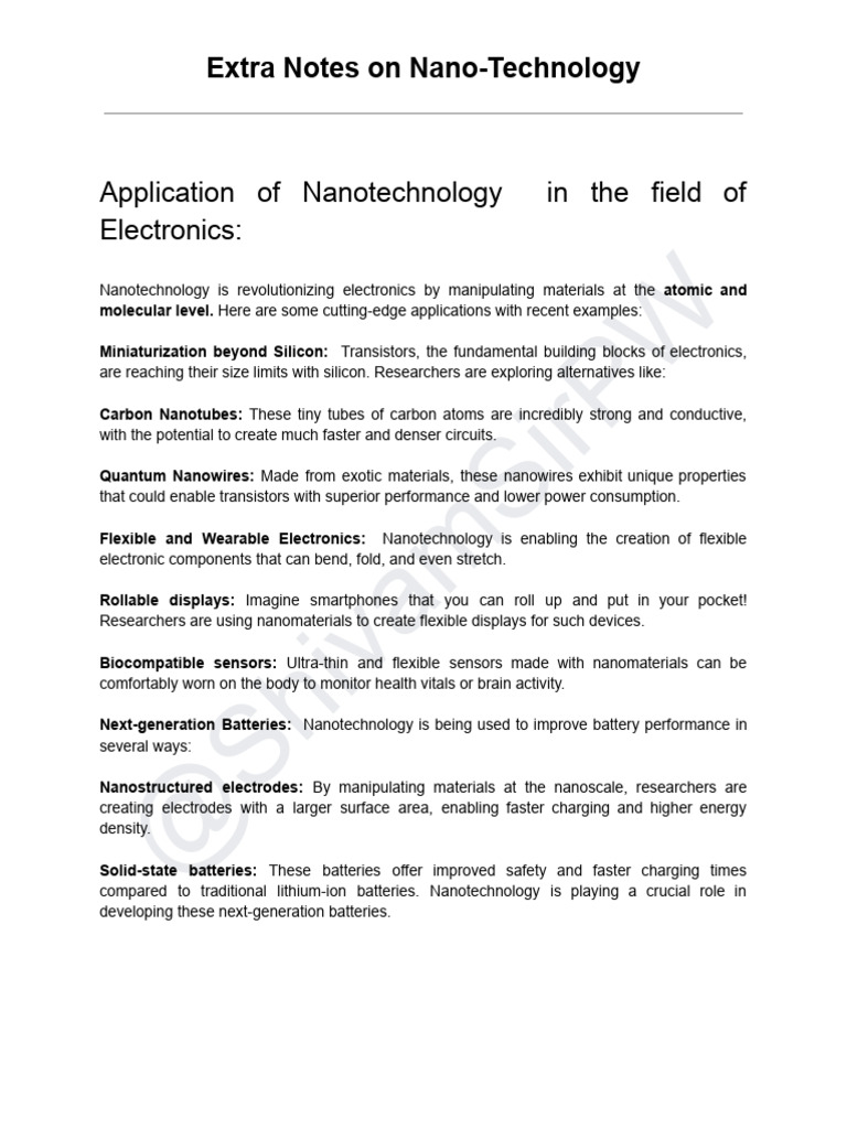 Extra Notes On Nano-Technology | PDF | Nanotechnology | Nanomaterials