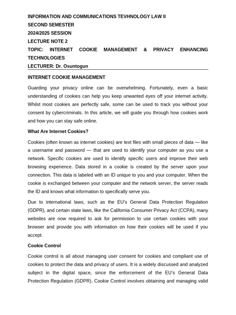 ICT II, LN (2-1) 24-25, Cookies | PDF | Http Cookie | Privacy