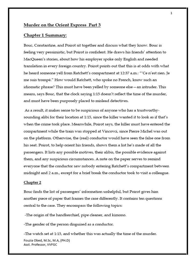 Murder On The Orient Express Part 3-1 | PDF | Hercule Poirot