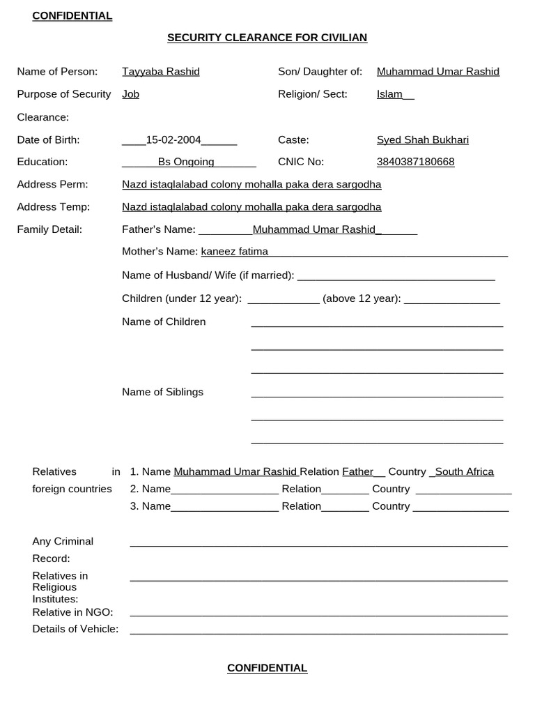 Security Form | PDF