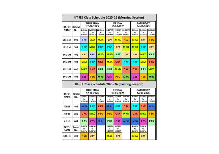 IIT-JEE Schedule 12-06-2025 | PDF