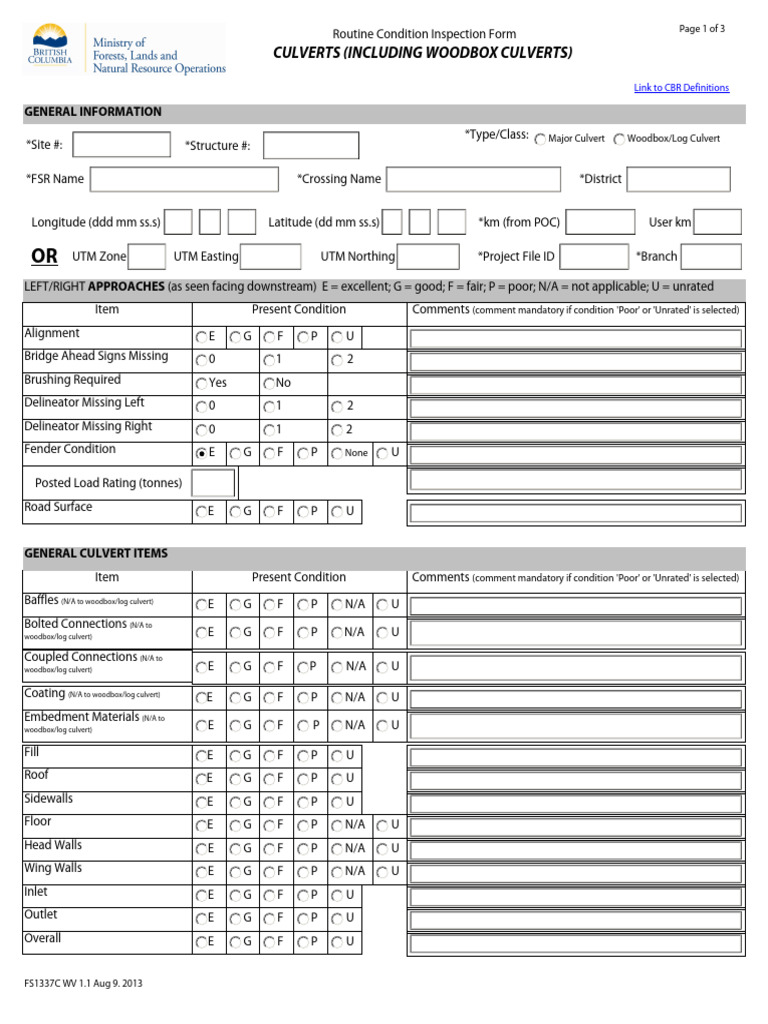 Culvert Inspection Report Form | PDF