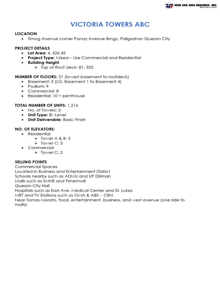 Victoria Towers ABC | PDF