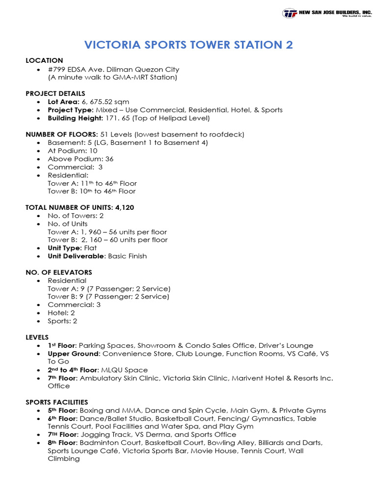 Victoria Sports Tower Station 2 | PDF