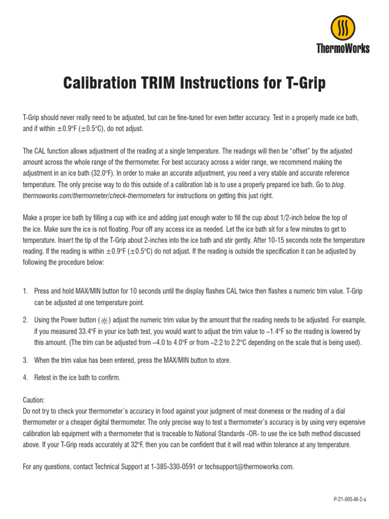 T-Grip Thermometer Calibration Guide | PDF | Thermometer | Calibration