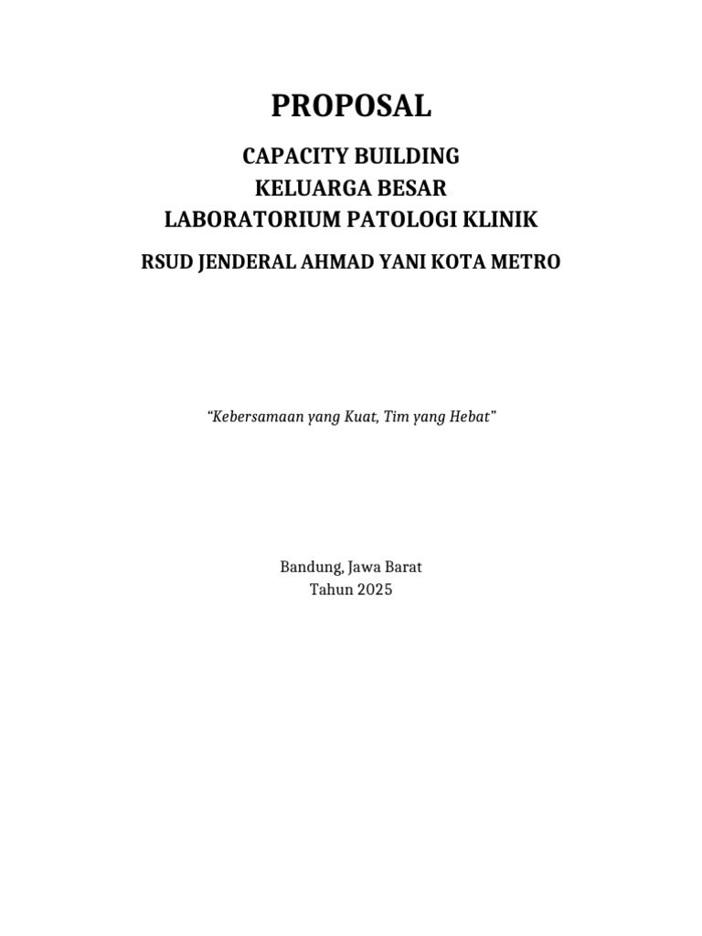 Cover Proposal Capacity Building RSUD Metro | PDF