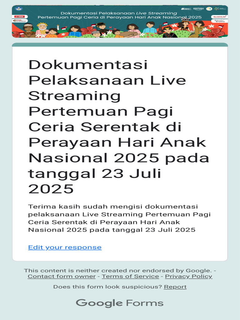 Dokumentasi Pelaksanaan Live Streaming Pertemuan Pagi Ceria Serentak Di Perayaan Hari Anak ...