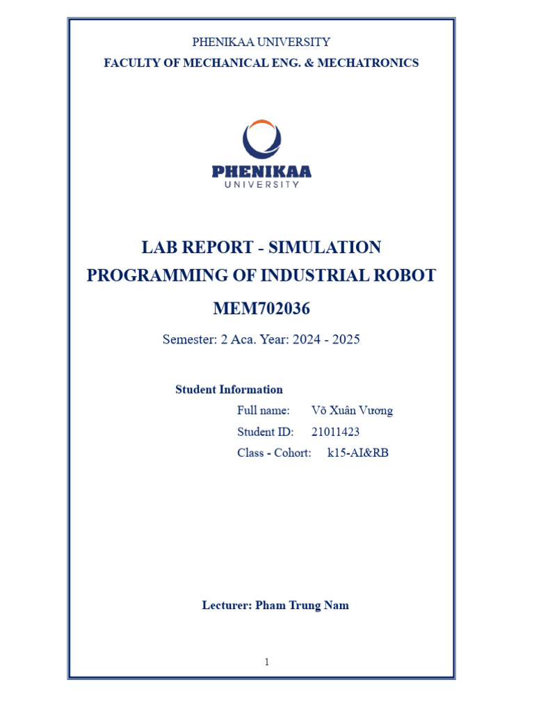 MEM702036 Simulation Report Template | PDF