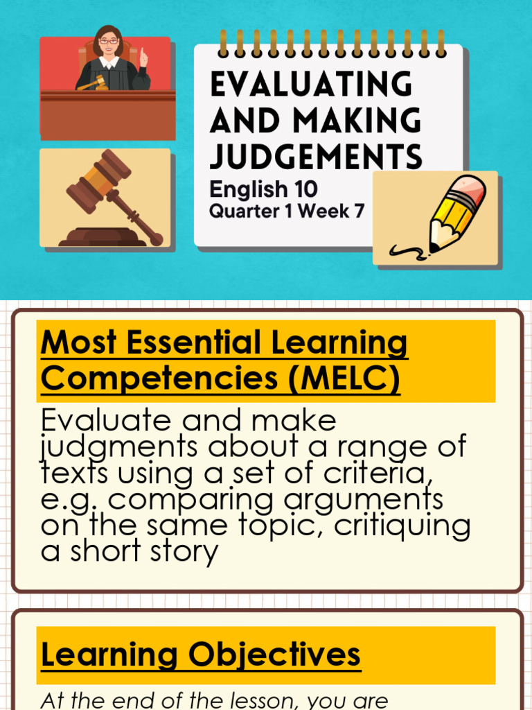 Q1 Weeks 6 7 Evaluating and Making Judgements | PDF