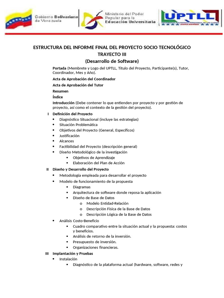 Estructura Del Informe Final Del Proyect | PDF | Software | Bases de datos
