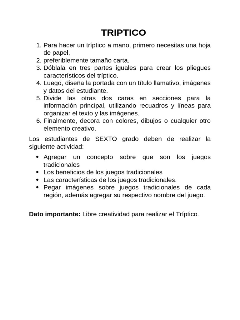 Triptico para Sexto Grado | PDF | Creatividad | Comunicación humana