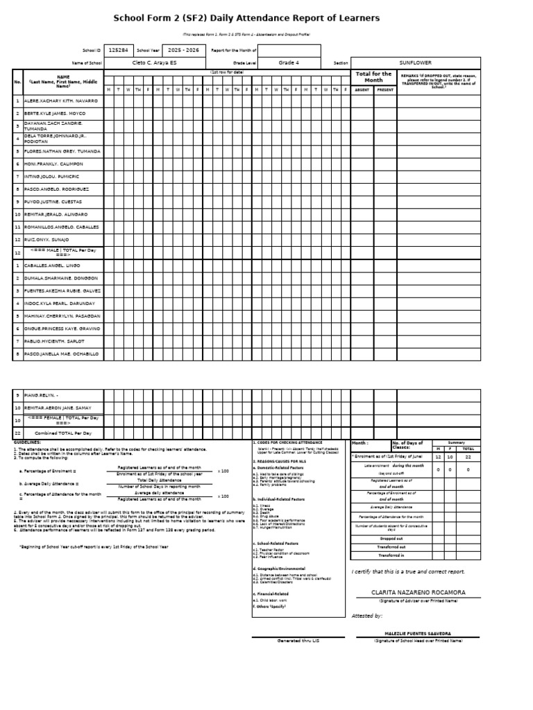 Sf2 - 2025 - Grade 4 - Sunflower | PDF