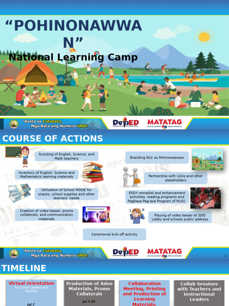 Cotabato NLC Action Plan Final | PDF | Learning | Focus Group