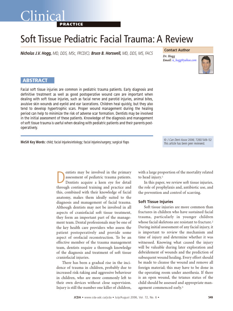 Soft Tissue Pediatric Facial Trauma | PDF | Wound | Scar