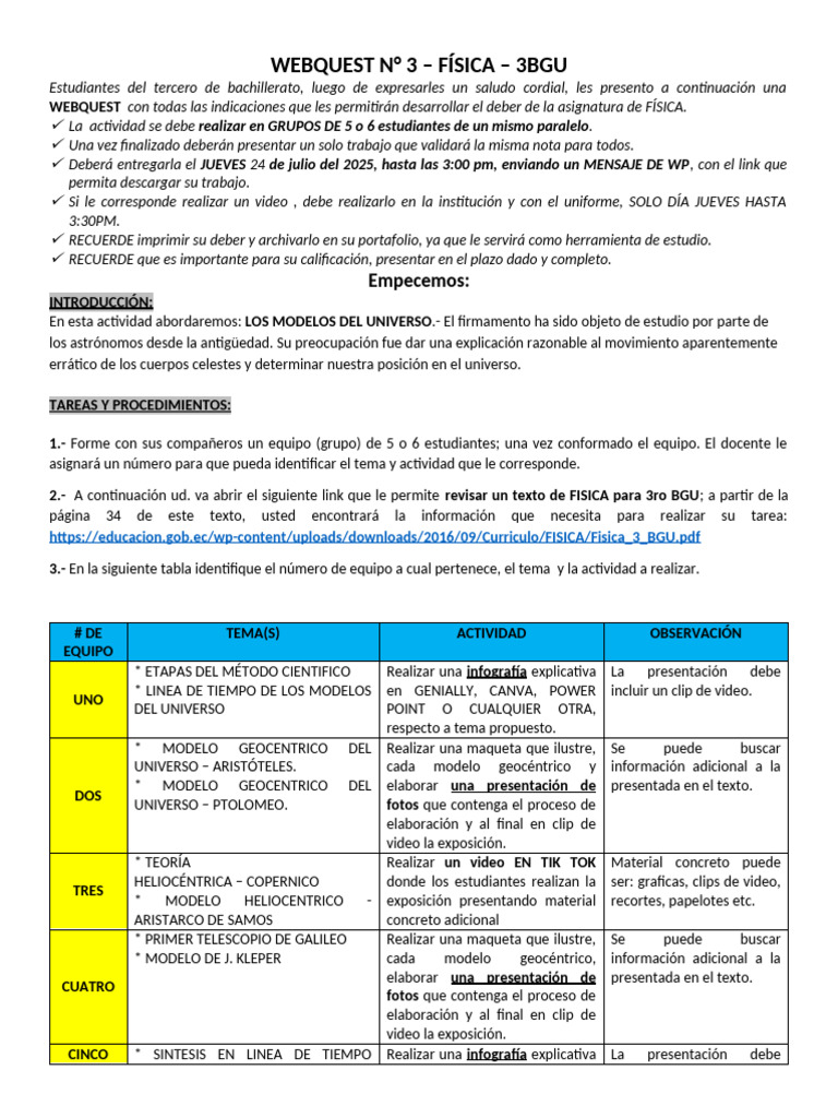 WQ 3 Fisica 3bgu-1 | PDF | Heliocentrismo | Astronomía