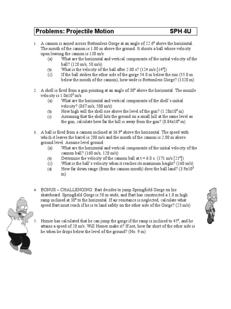 Projectile Motion Problem Set | PDF | Gun | Cannon