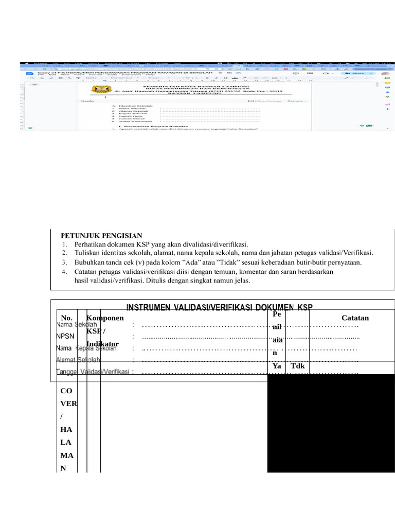 Instrumen Validasi KSP Pendidikan | PDF