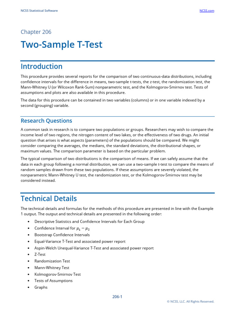Two Sample T Test | PDF | Student's T Test | Bootstrapping (Statistics)