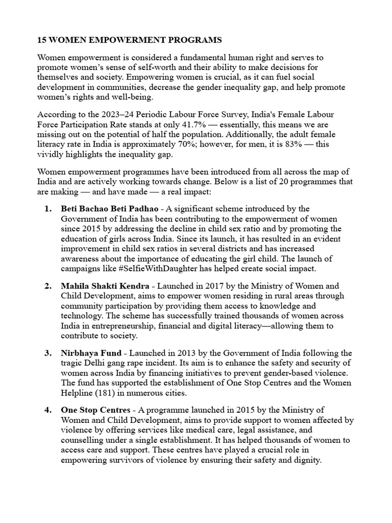 15 Women Empowerment Programs Making A Real Impact | PDF | Financial ...