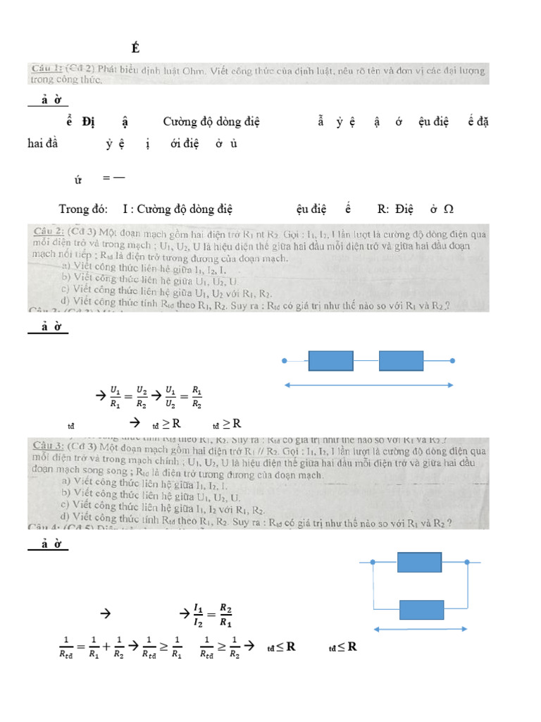 On Tap Vat Ly HK 1 - Lop 9 | PDF