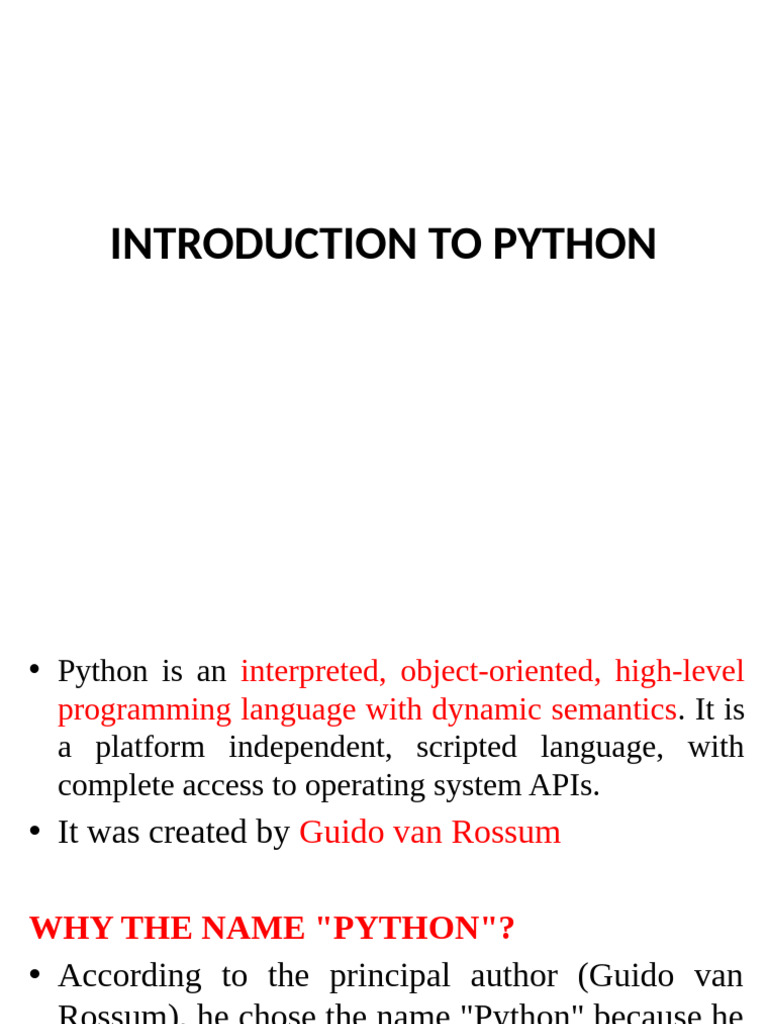 Introduction To Python | PDF | Python (Programming Language) | Command Line Interface