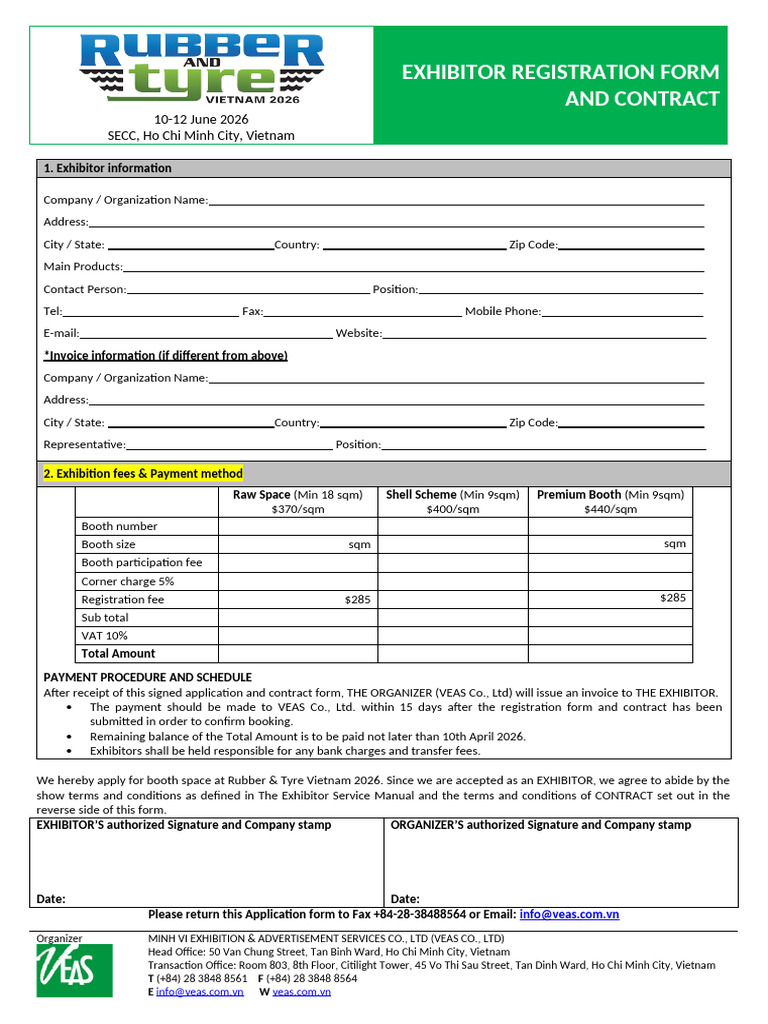 Exhibitor Registration for Rubber & Tyre 2026 | PDF | Private Law ...