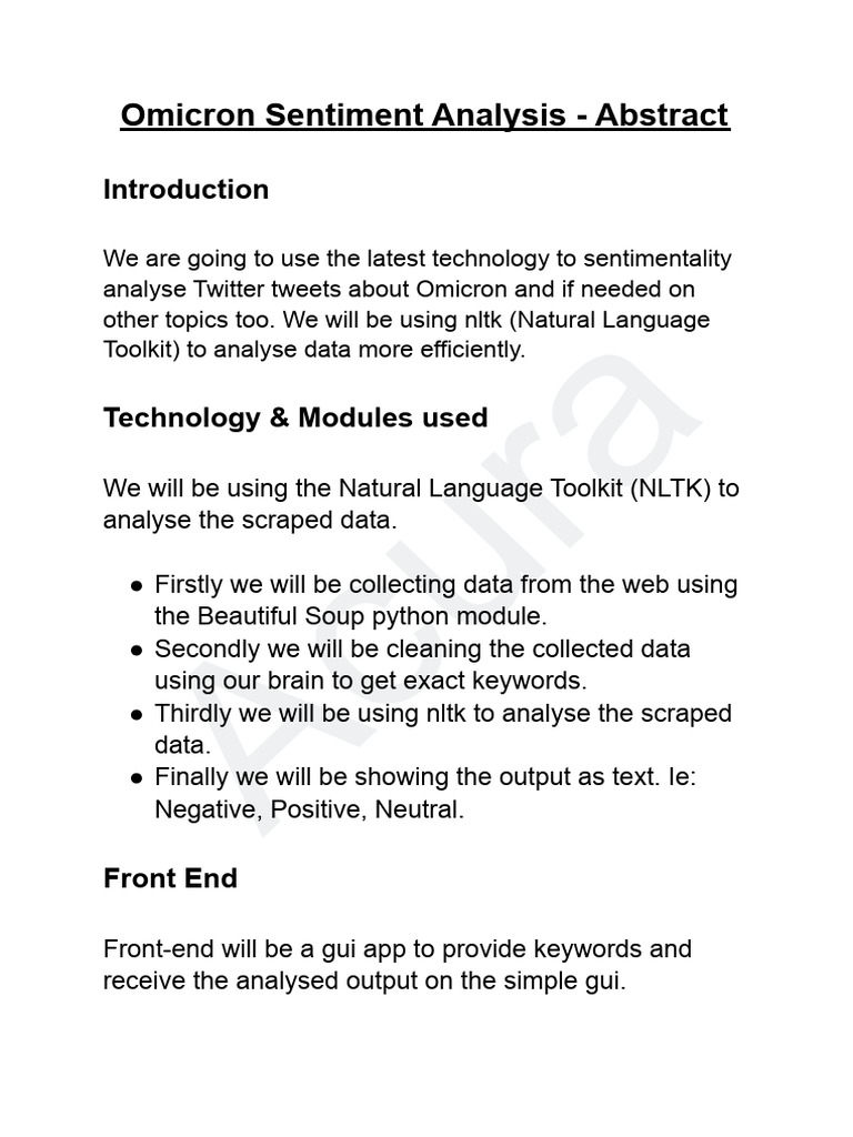 Omicron Sentiment Analysis - Abstarct | PDF