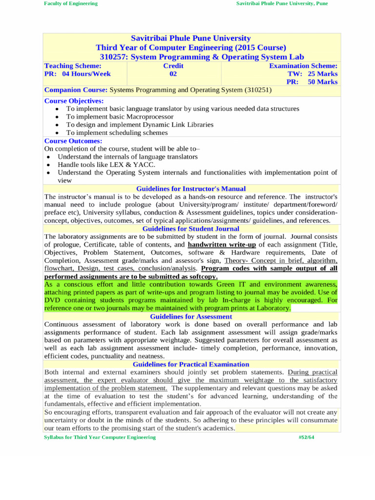 Spos Lab Syllabus | PDF
